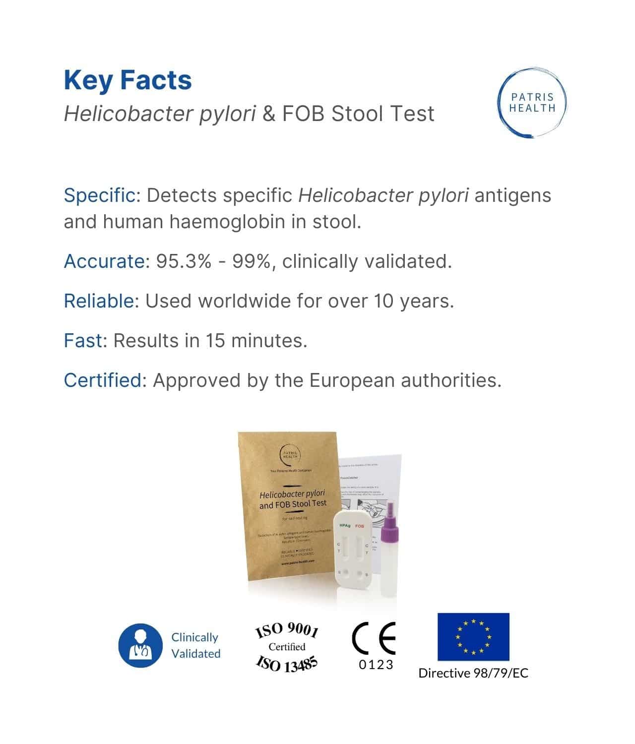 H. pylori Stool Test and FOB (2 in 1) | Medical Test for Testing at Home